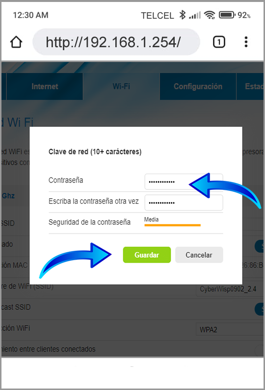 Cambiar contraseña Router Sercom