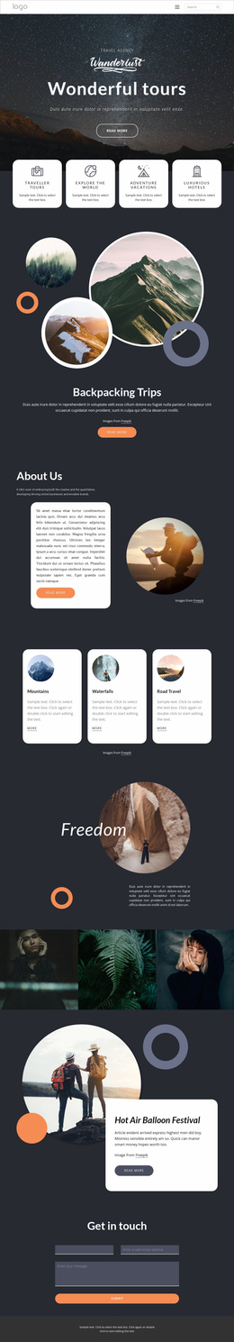 Mountain advanture travel Website Template