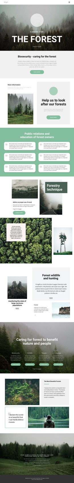 Caring for parks and forests HTML Template