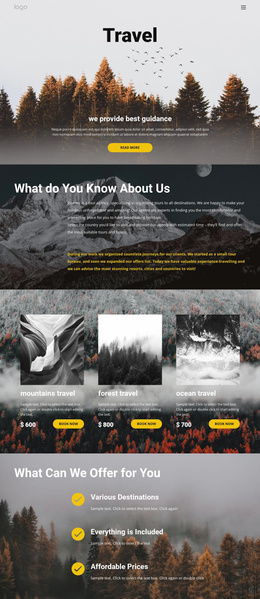 Mountain advanture travel Website Template