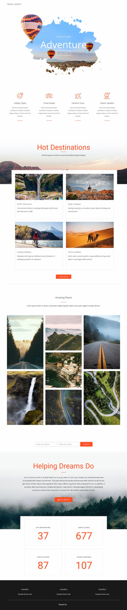 Mountain advanture travel Website Template