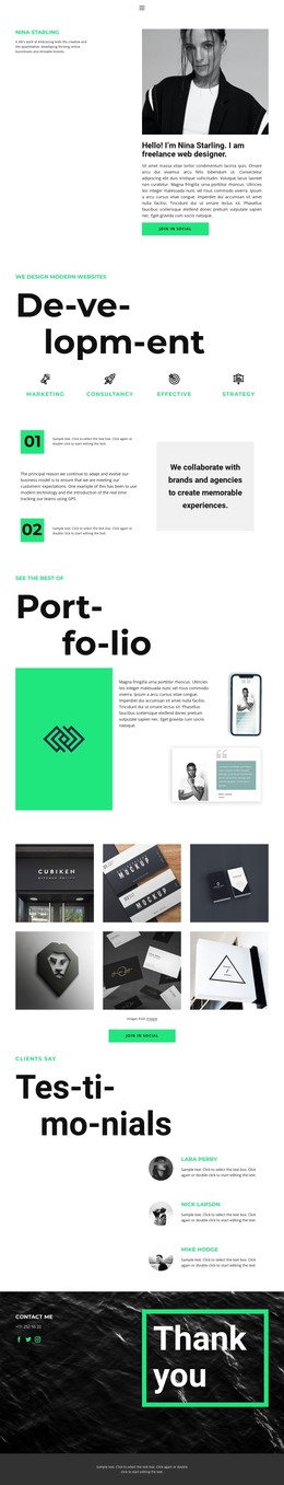 Web developer portfolio HTML Template
