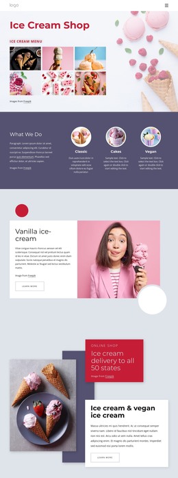 Order ice cream online Website Template