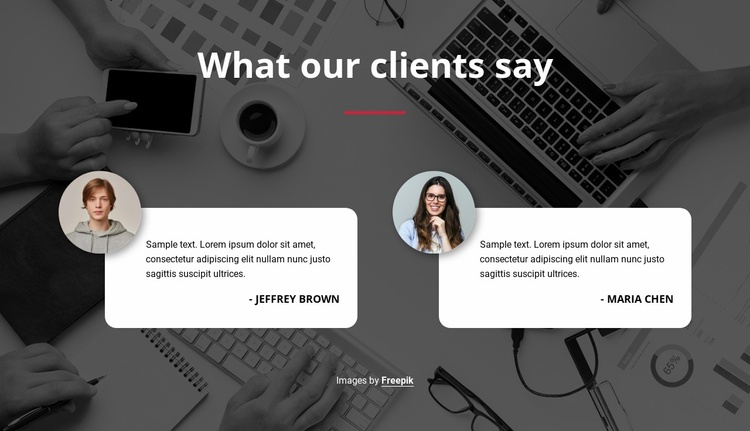 Testimonials on image background Website Template