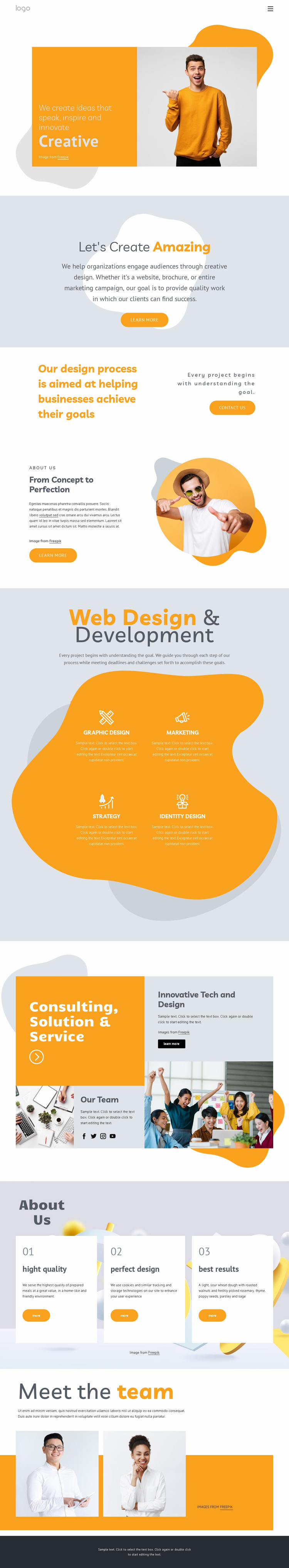 We create memorable websites Landing Page