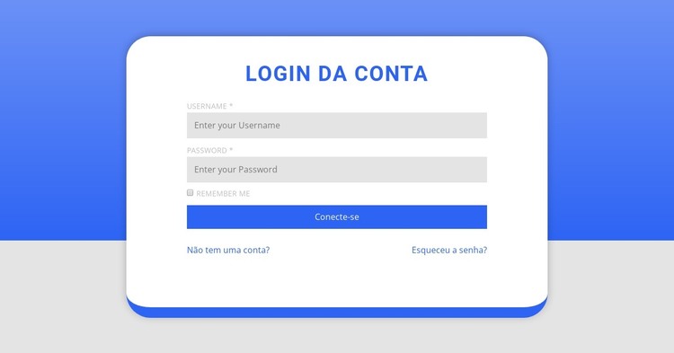 Formulário de login com forma Modelo HTML