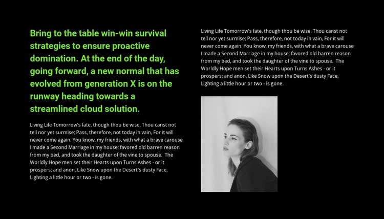 Large text blocks Website Template