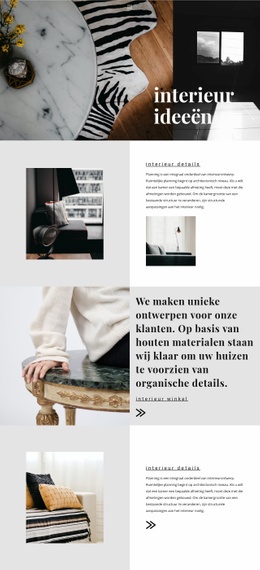 Nieuwe ideeën voor interieurontwerp Website sjabloon