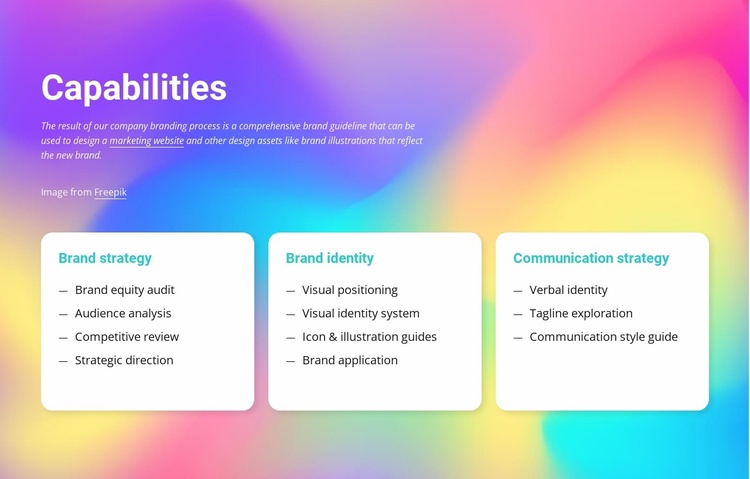 Design studio capabilities Website Template