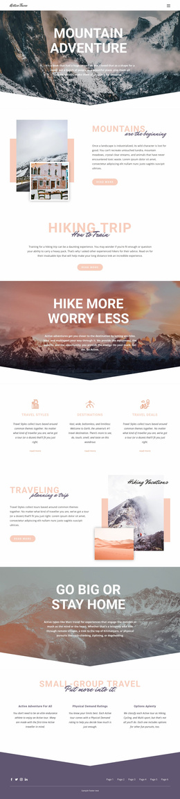 Mountain advanture travel Website Template
