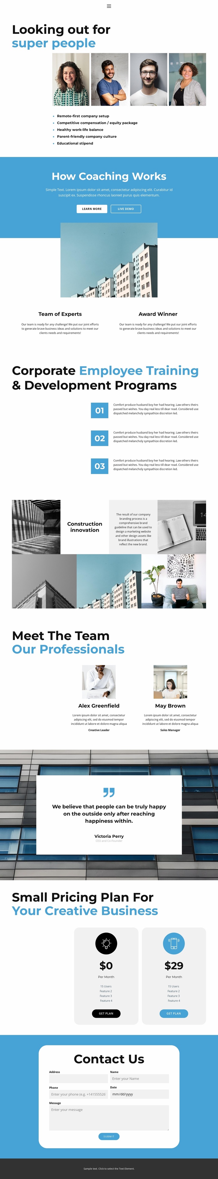 Business Profile Landing Page