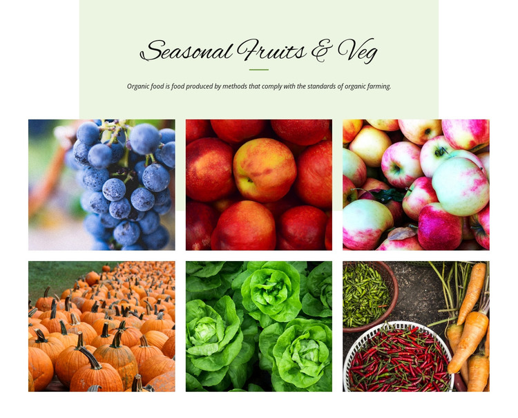 Seasonal fruits and vegetables HTML Template