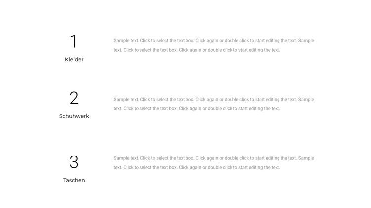 Drei Textblöcke HTML-Vorlage