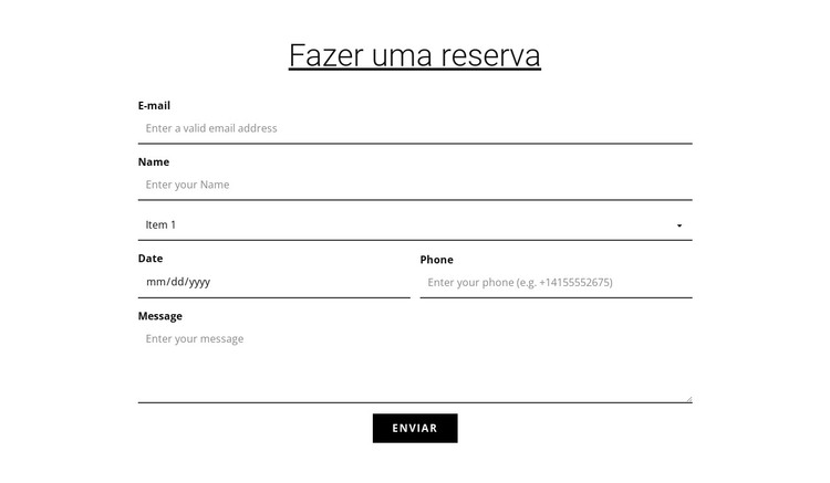 Fazer uma reserva Modelo HTML