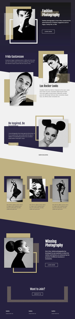 Stylist biography One Page Template