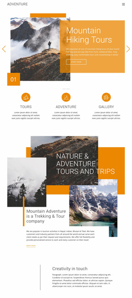 Mountain advanture travel Website Template
