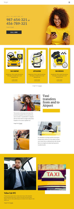 Quality taxi service Website Template