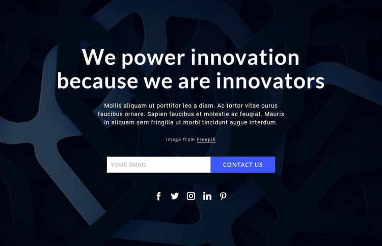 We power innovations Landing Page