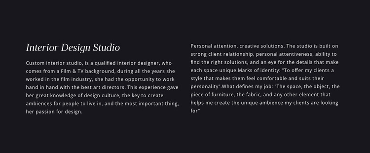 Heading and text in two columns Website Template