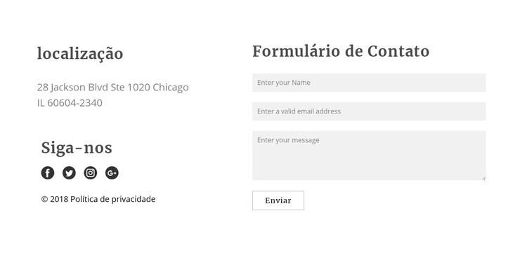 Formulário de Contato Modelo HTML Formulário de Contato Modelo HTML