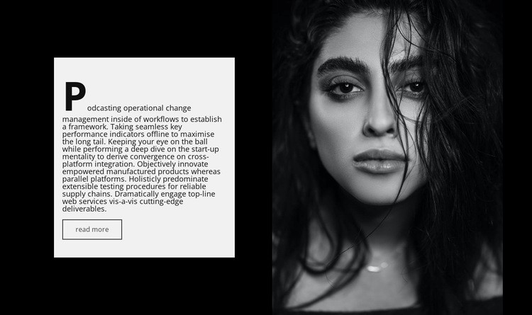 Text and photo of the girl Web Page Design