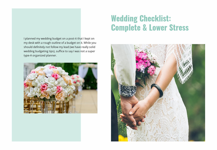 Wedding checklist Landing Page