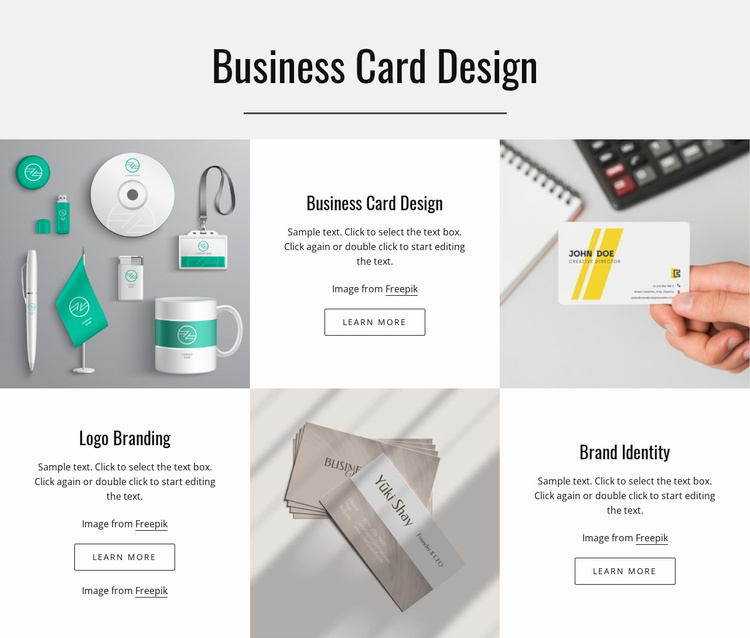 Business card design Landing Page