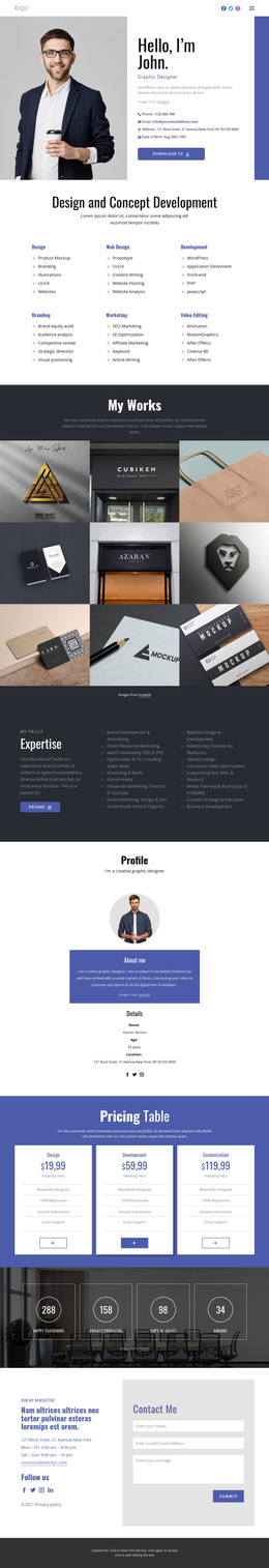 Web developer portfolio HTML Template
