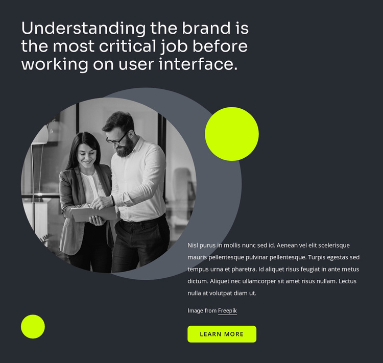 User interface design Landing Page