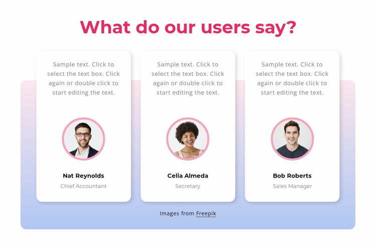 Customer testimonials with gradient Landing Page