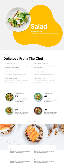Fast Food Menu One Page Template