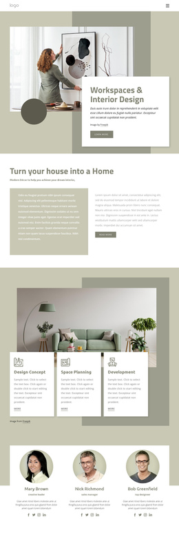Turnkey interior One Page Template