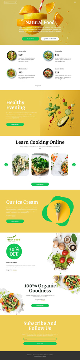 290 Food & Restaurant One Page Templates