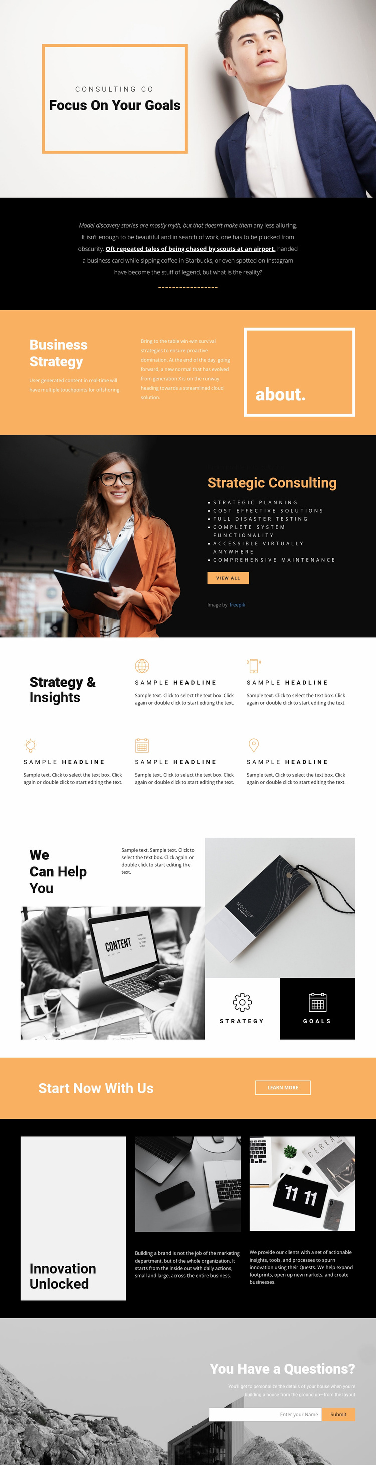 Goals for modern business Landing Page