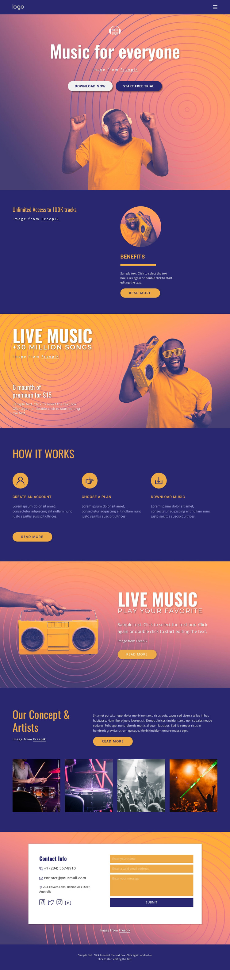Music for everyone HTML Template