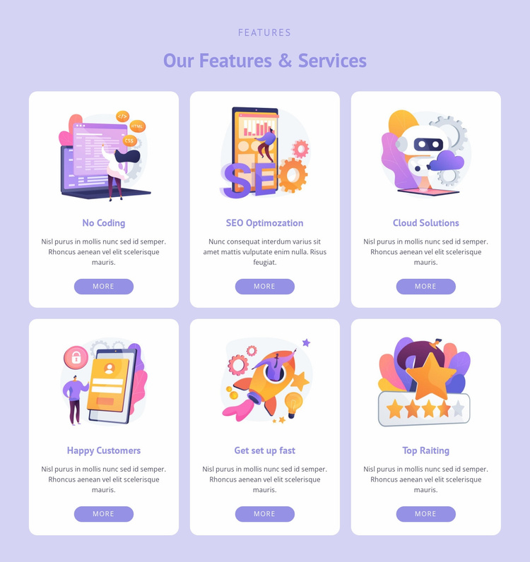 Six areas of work Landing Page