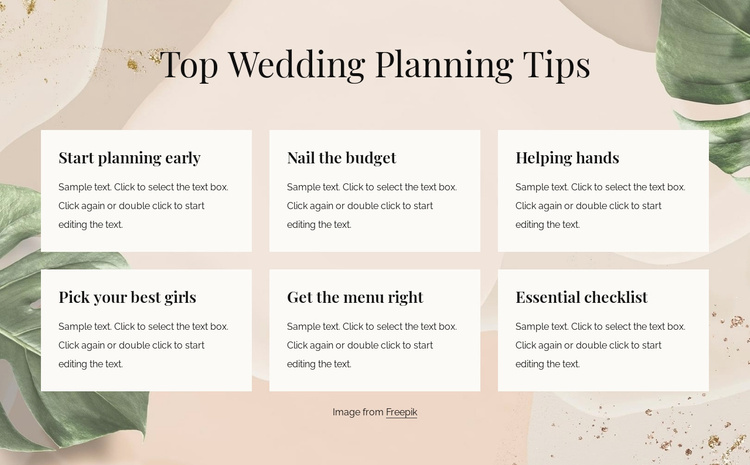 Top wedding planning tips Landing Page