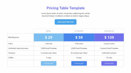 Table Website Templates
