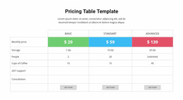 Table Website Templates