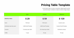 Table Website Templates
